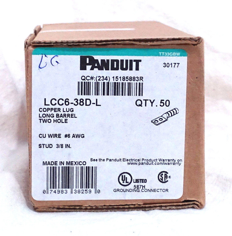 PANDUIT LCC6-38D-L BOX OF 50pcs. COPPER COMPRESSION LUGS *NEW* (HB) | eBay