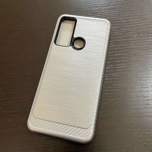 For TCL 20 XE 5087Z - Hard Hybrid Armor Silver Brushed Phone Case Skin ...