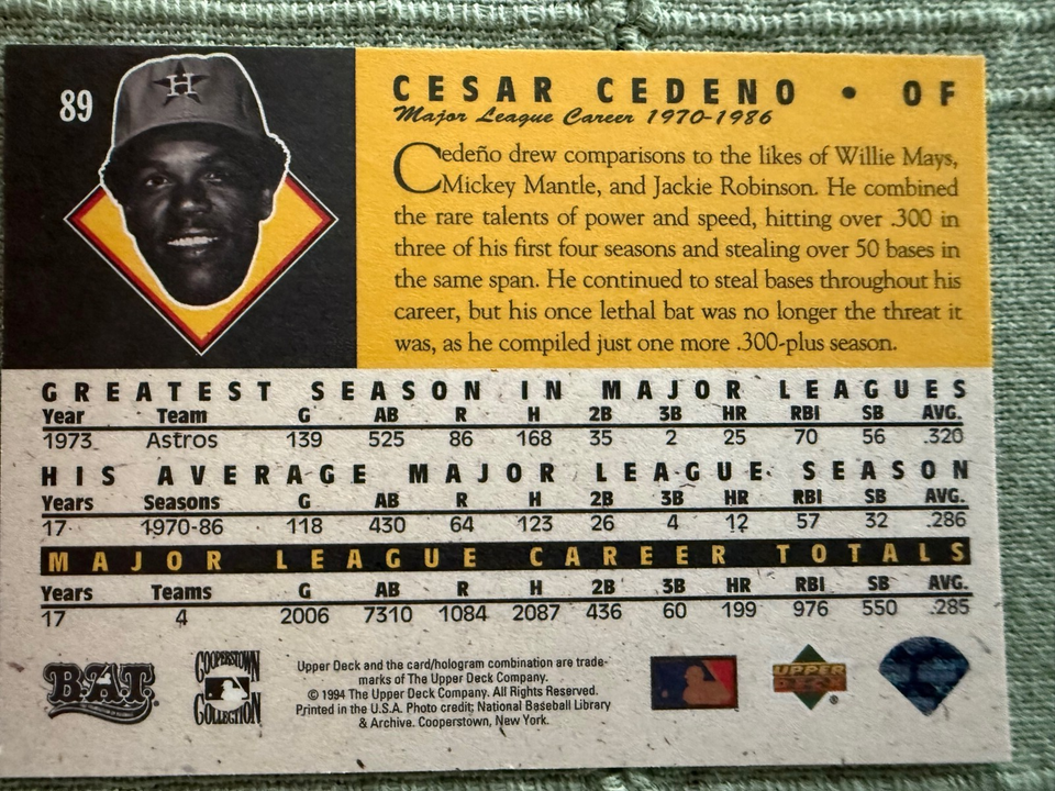 1994 Upper Deck All Time Heroes Auto Autograph Signed Cesar Cedano | eBay