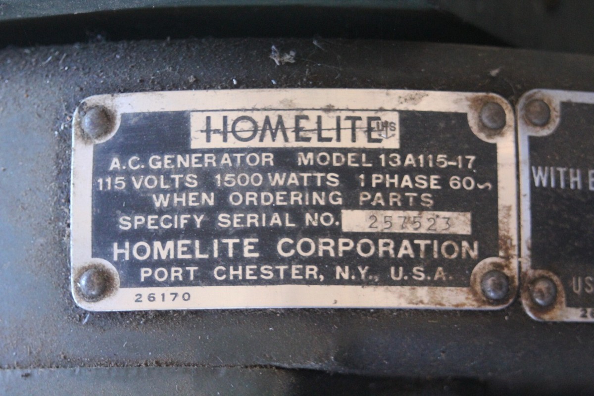 Vintage Homelite Generator Dc