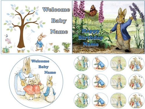 CLASSIC PETER RABBIT EDIBLE CAKE or CUPCAKES TOPPER ICING SUGAR SHEET ...