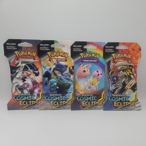 Pokemon Sun & Moon Cosmic Eclipse New 4 Packs Art Set Sleeved Booster ...