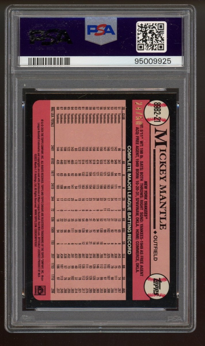 Mickey Mantle Baseball Cards 2024 Topps Archives #119 Mickey Mantle PSA ...