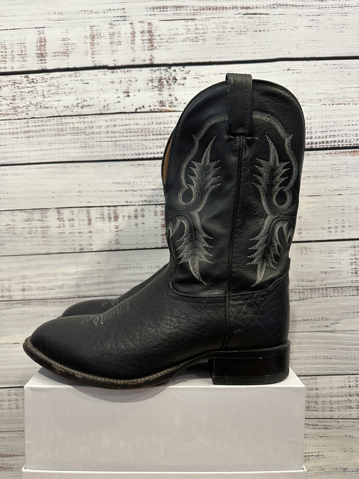 Vintage Men’s Tony Lama Cowboy Boots Bullhide Leather… - Gem