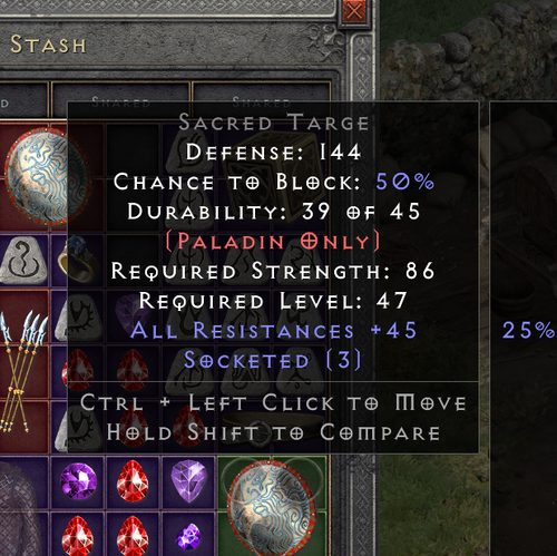 Diablo 2 Resurrected D2R - 3 socket 45 resist Sacred Targe - SC - PC ...