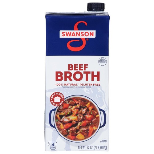 Swanson 100% Natural Gluten-Free Beef Soup Broth, No MSG, Non-GMO, 32 ...