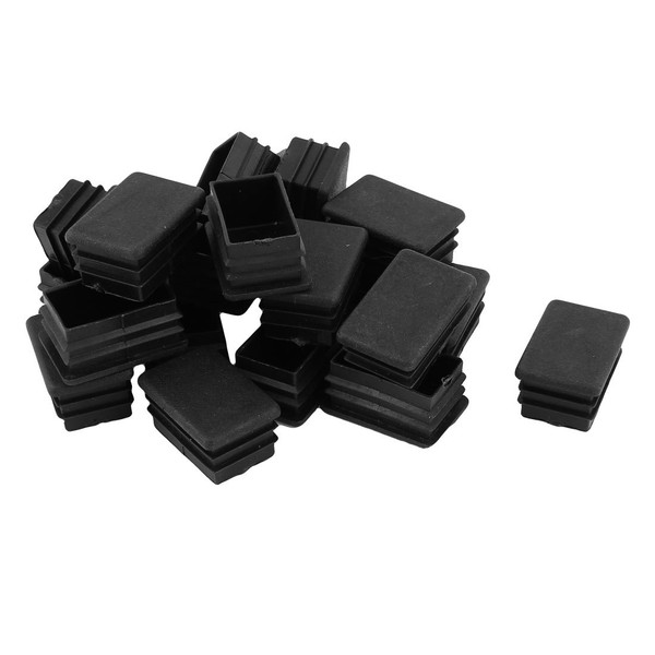 Black Plastic 38mm x 25mm Rectangle Caps Tube Pipe Inserts End Blanking ...