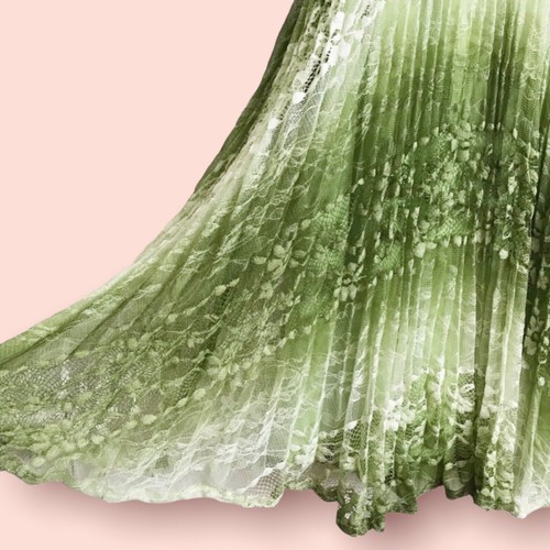 Vintage Betsey Johnson Pleated Green Lace Sleeveless Party Dress size 4 ...