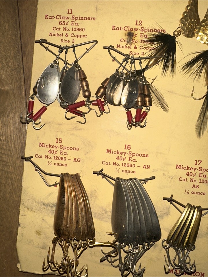 Vintage Marathon Bait Co. fishing lure display card 70 Lures ...