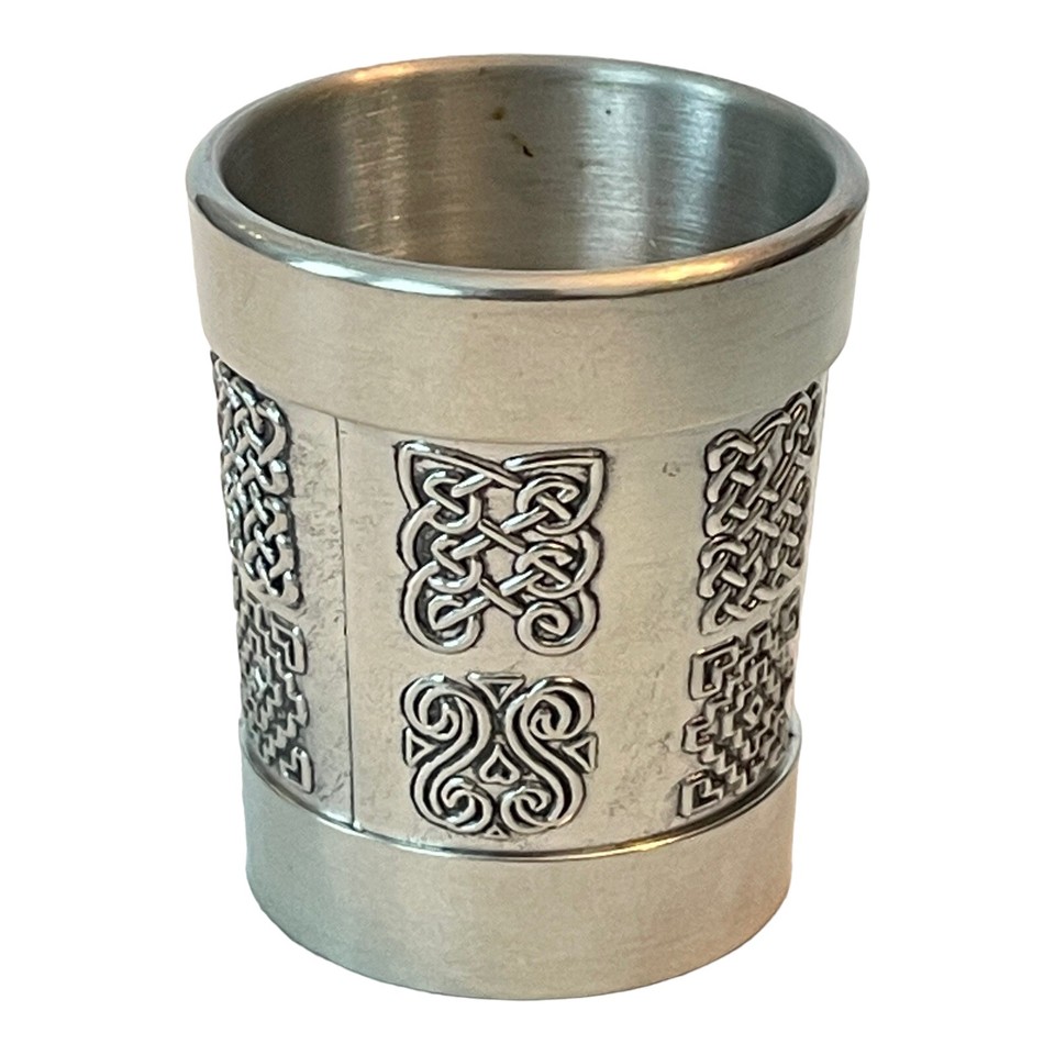 Irish Whiskey Mulligar Pewter Silver Tone Celtic Knot Shot Glass Made ...
