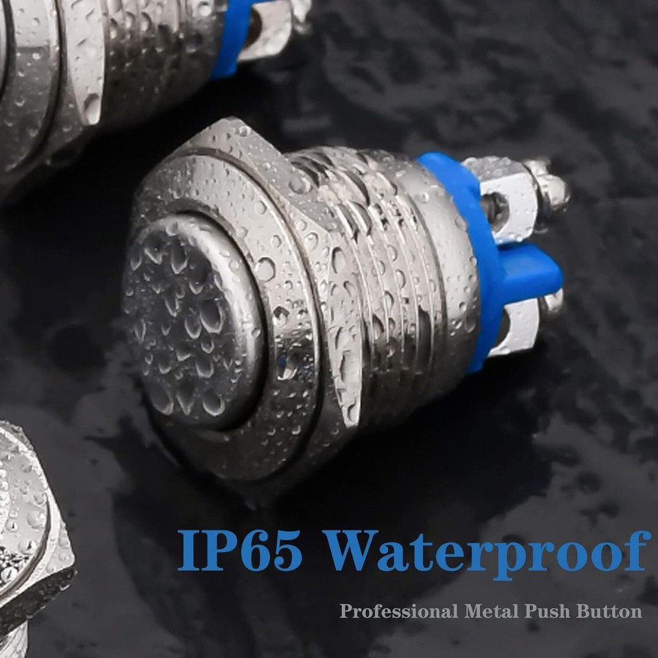 Silver 12V DC Waterproof Metal Circle Push Button Momentary Horn Switch ...