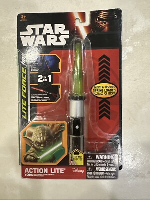 NEW!! Yoda Lightsaber Action Lite Force Mini Glowing Spring-Loaded Star ...