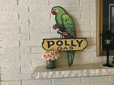 Antiqued Polly Gas Parrot Cutout Sign Petroleum Logo heavy Steel Sign ...