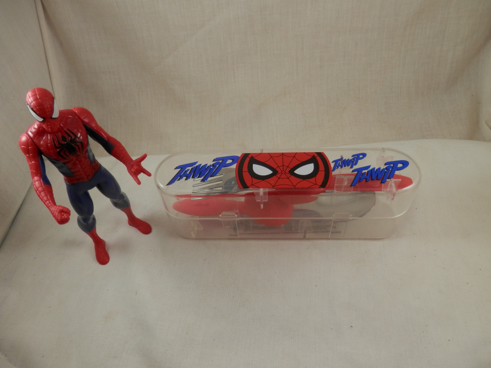 Marvel Spiderman Fork & Spoon w/ Spiderman action figure 6" | eBay