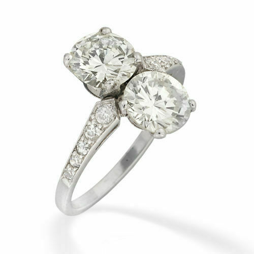 925 Sterling Silver Ring Women Handmade CZ Round Cut Two Stone ...