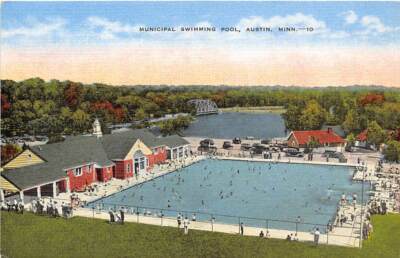 Municipal Swimming Pool Austin Minnesota linen postcard | eBay