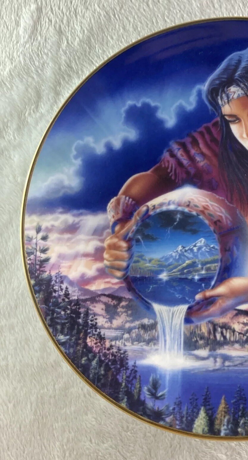 THE WATERS OF LIFE Plate Franklin Mint Native American Indian Woman D ...