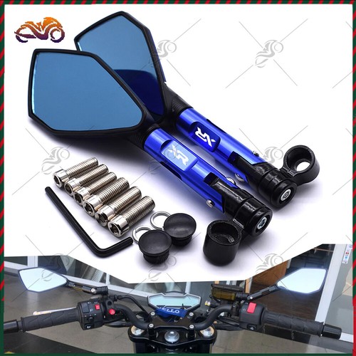 Short Motorcycle Rear View Mirrors Blue Anti-glare Mirror For HONDA XR ...