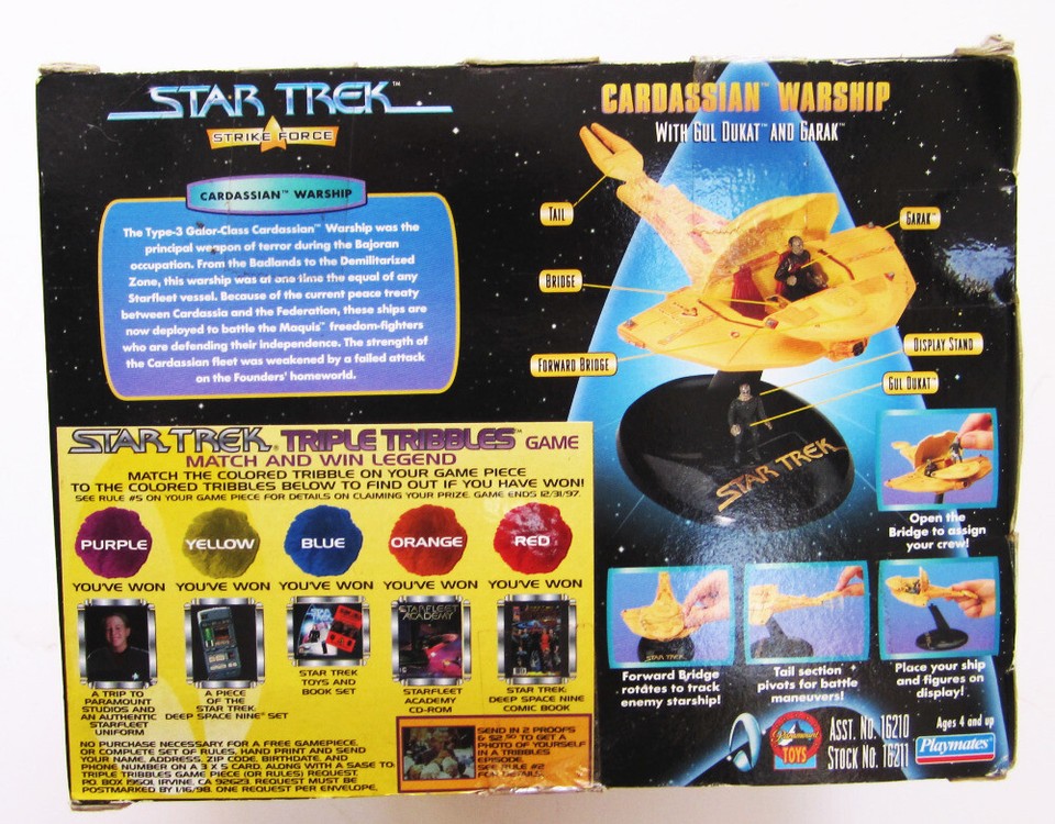 Star Trek Cardassian Warship w/Gul Dukat & Garak Playmates 1997 Strike ...