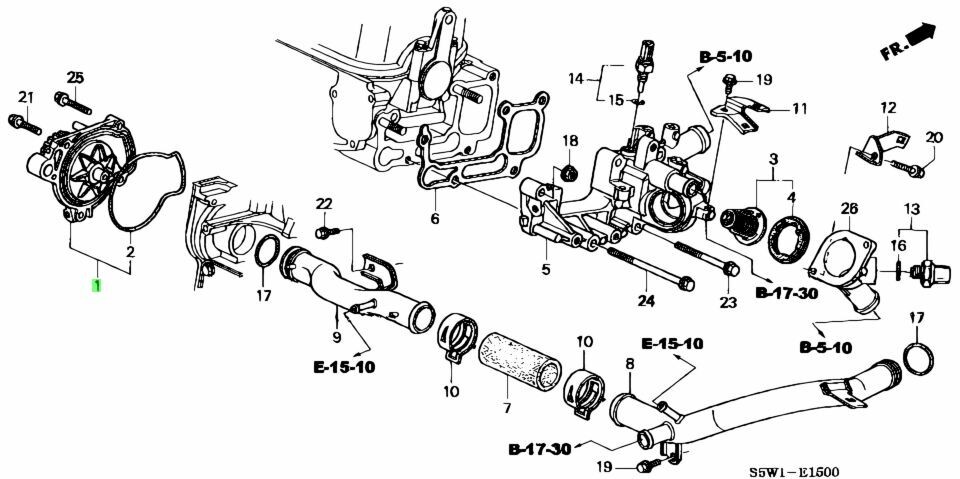 Honda 19200-PLM-A01 Civic 01-05 1.7L Water Pump Assembly Genuine OEM ...