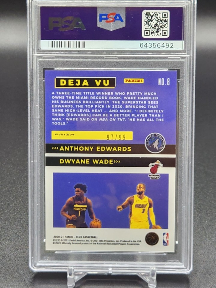 2020-21 Panini FLUX BLUE PRIZM DEJA VU Anthony Edwards/Dwyane Wade /99 ...
