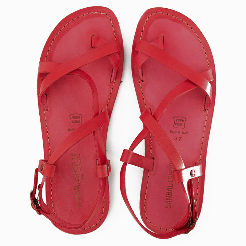 Sandales Rouge De Femme Made IN Italy Avec Ceinture Fine Une Cheville ...