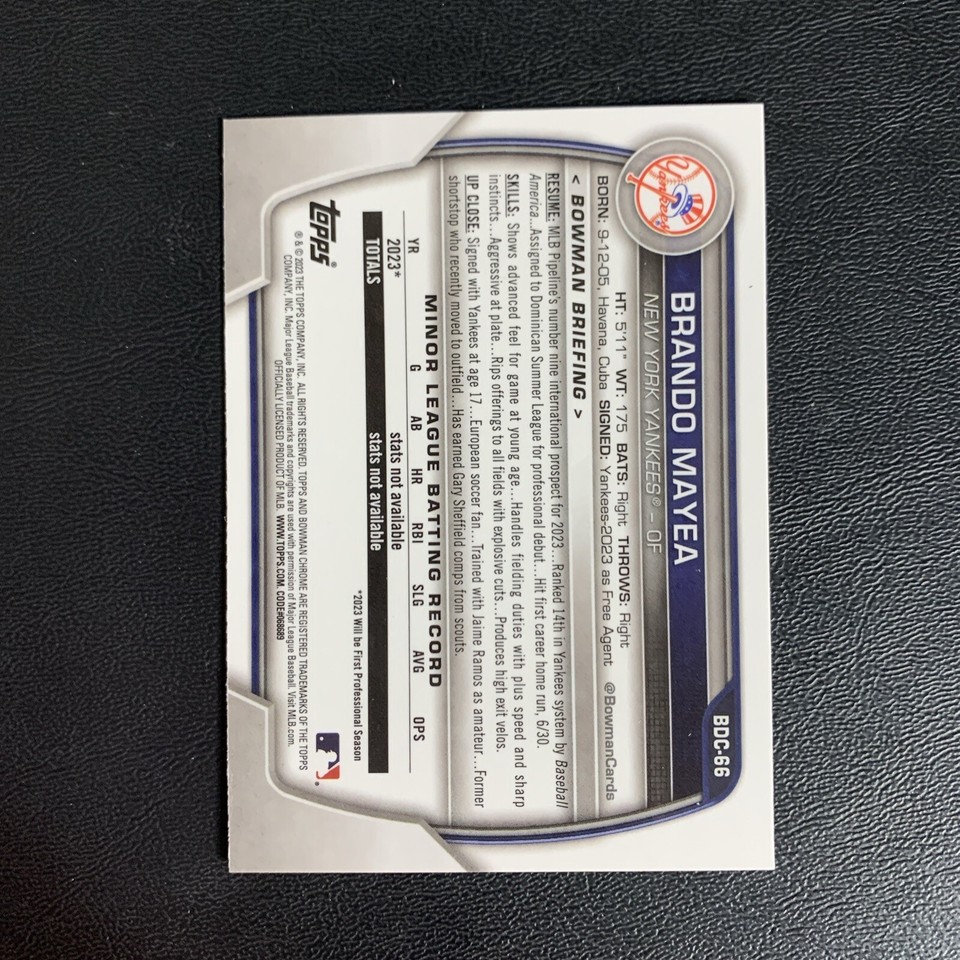 2023 Bowman Chrome Draft Brando Mayea New York Yankees | eBay