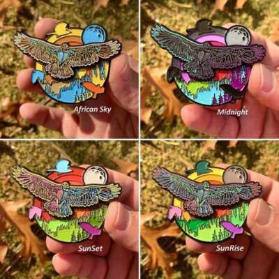 Hawk Pin Bird pin RULER OF THE SKY 4 Sun rise and SET 2 part pins | eBay