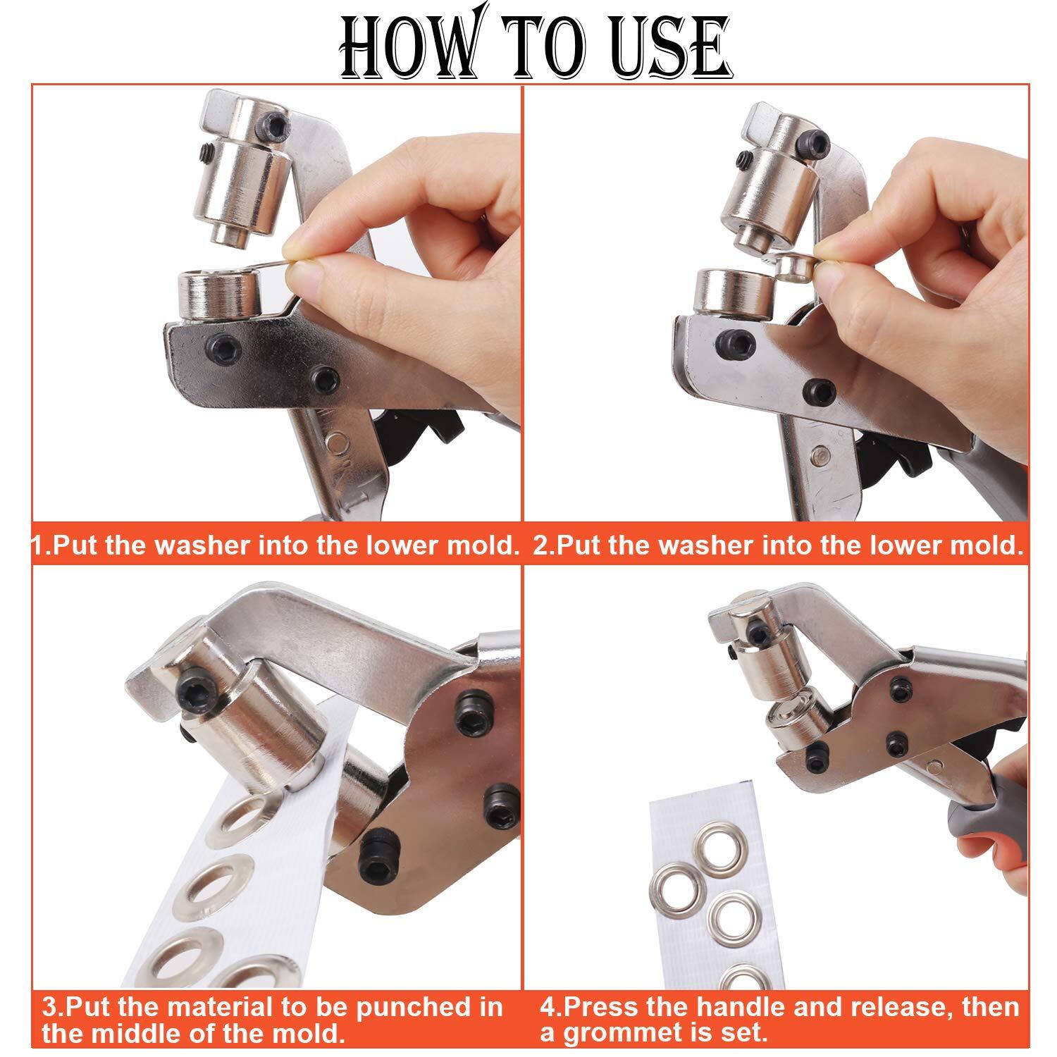 Grommet Tool Kit Handheld Hole Punch Pliers Portable Grommet Hand Press ...