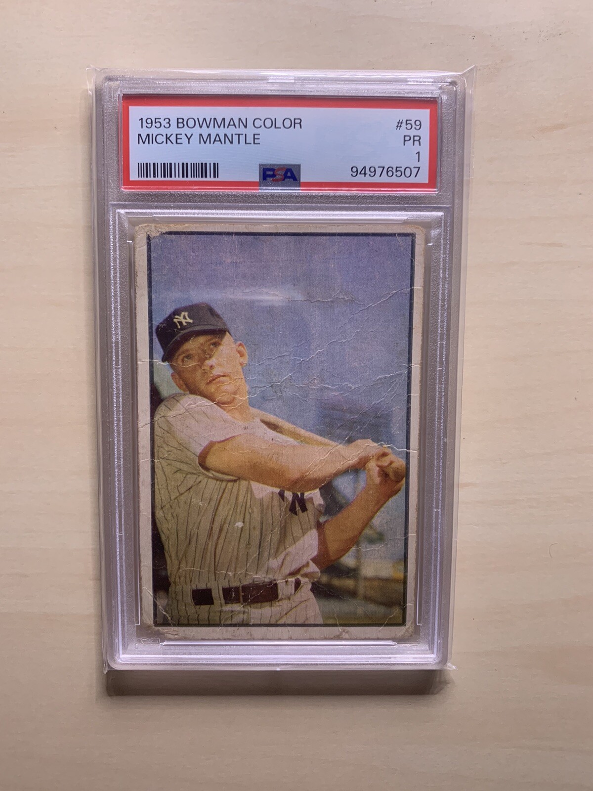 1953 Bowman Color Baseball Card MICKEY MANTLE New York Yankees #59 PSA ...