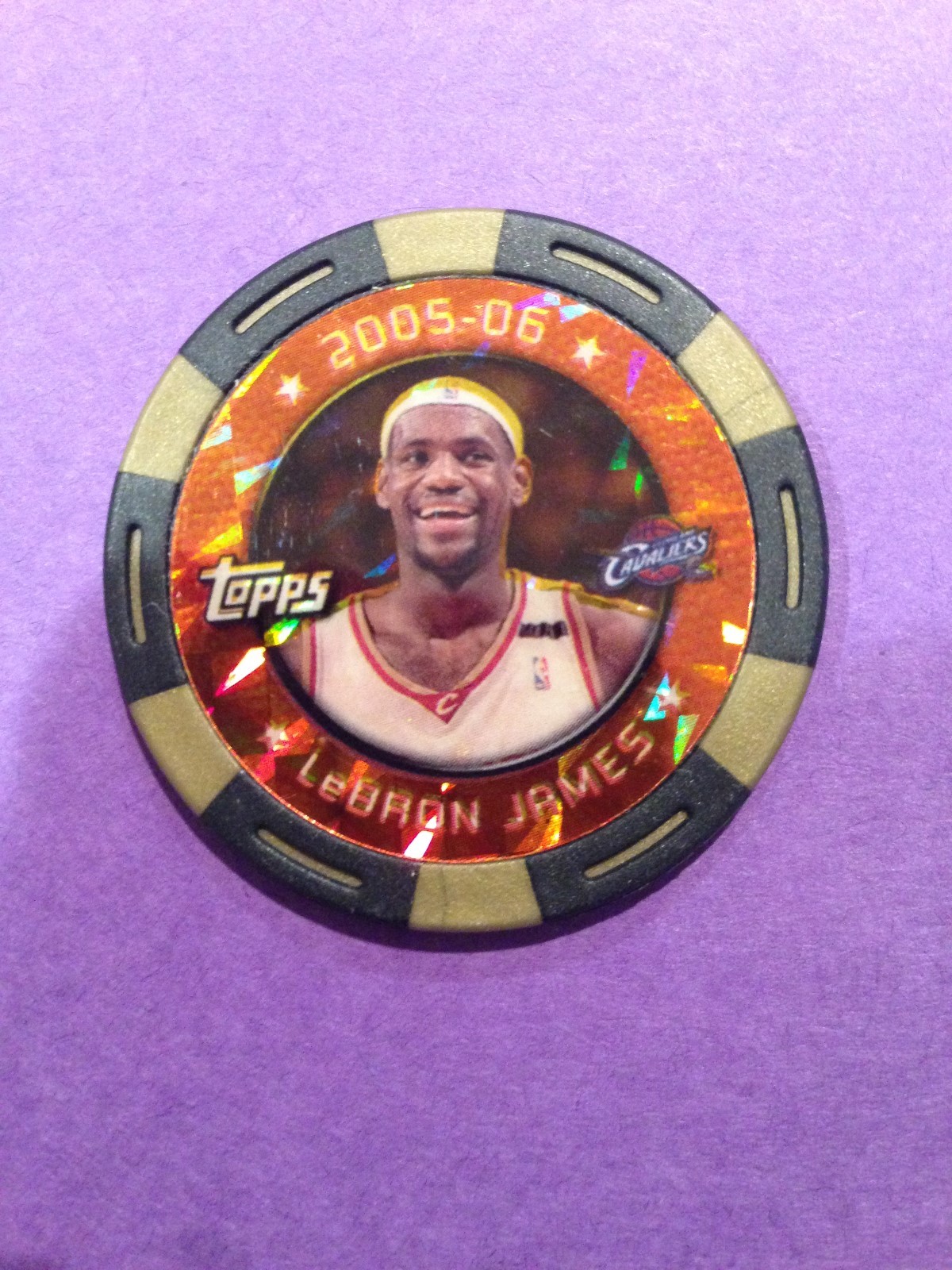 LeBron James 2005 TOPPS Gold Poker Chip #'d 1/1 ERROR Lakers One of One ...