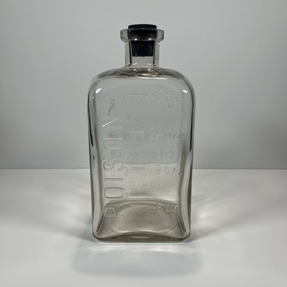 RARE 32oz Champion Chemical Embalming Fluid Glass Bottle Poison Funeral ...