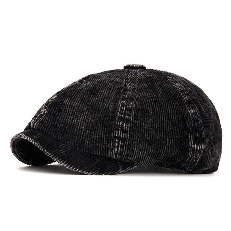 Men Corduroy Newsboy Octagonal Stretch Hat Golf Driving Cabbie Ivy Warm ...
