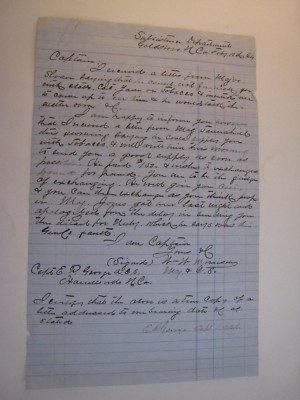 CIVIL WAR CONFEDERATE LETTER, SIGNED, CAPTAIN - North Carolina..# 002 ...