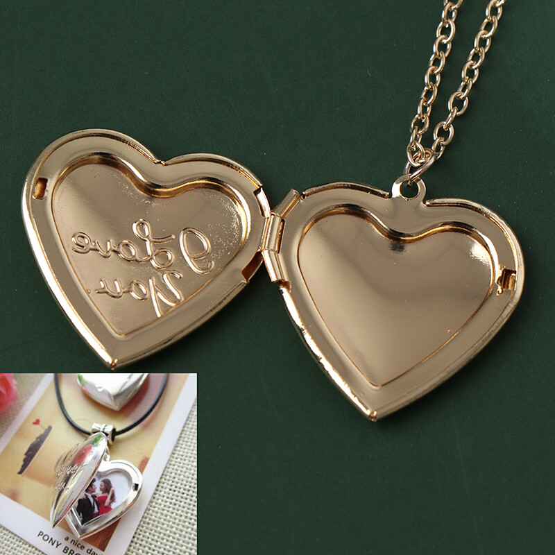 Love Heart Locket Pendants Openable Photo Frame Glossy Family Picture ...