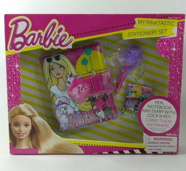 Barbie* 3pc My Pinktastic Pen Mini Notebook Diary Stationery Set Lock ...