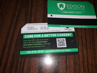 Expired Edison Home Health Care Metrocard | eBay