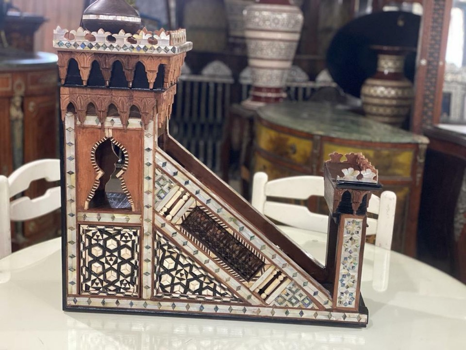 Handmade Wood Islamic Pulpit Inlaid Shell & Camel Bone | eBay