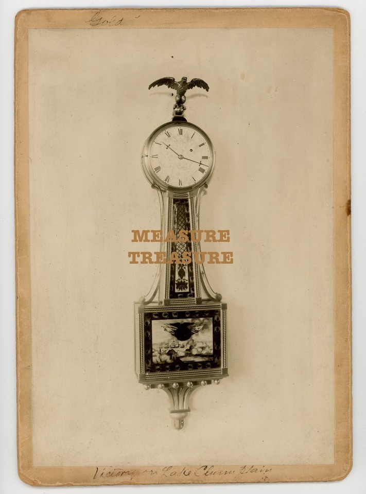 C.1900 BANJO CLOCK COMMEMORATING WAR OF 1812 VICTORY LAKE CHAMPLAIN ...