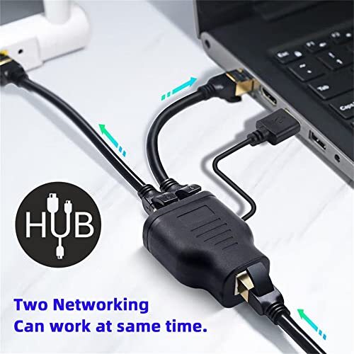 100Mbps UTP STP RJ45 8P8C Plug to Dual RJ45 HUB Splitter Network ...