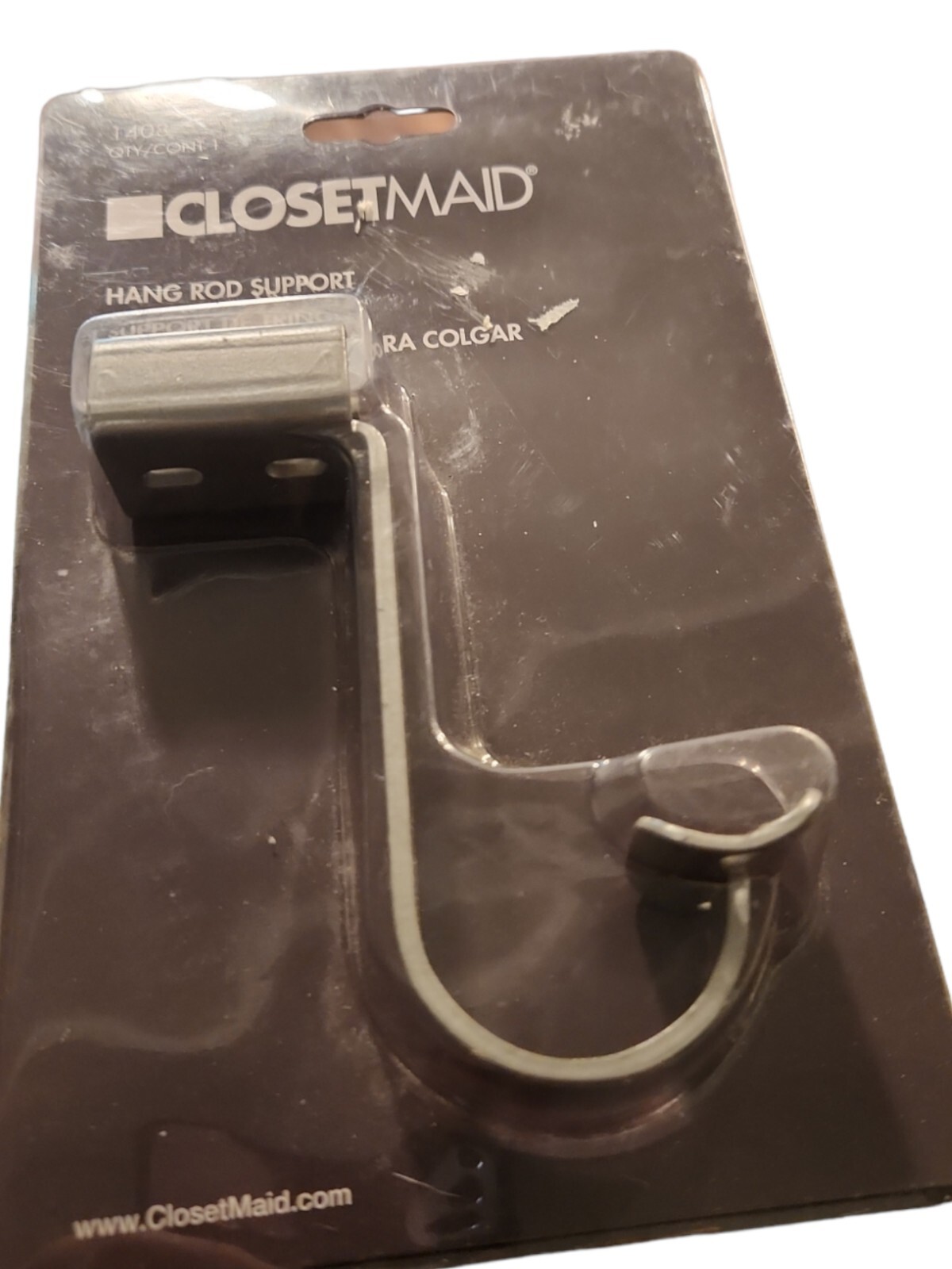 ClosetMaid 140800 Premium Wood Shelving Hang Rod Support Hook Satin ...