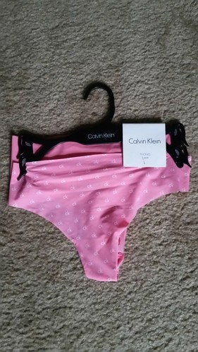 Calvin Klein CK new pink white 2 pack seamless thong string underwear ...
