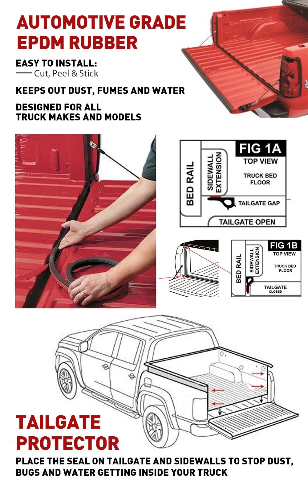 MODIGT FORD F150 F250 F350 RUBBER UTE DUST TAIL GATE TAILGATE SEAL KIT ...