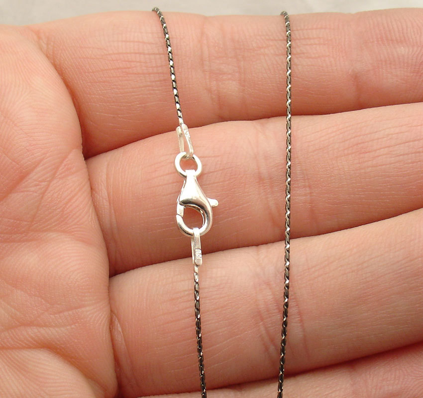 Black Rhodium Diamond Cut Lumina Chain Necklace Real TwoTone 925 ...