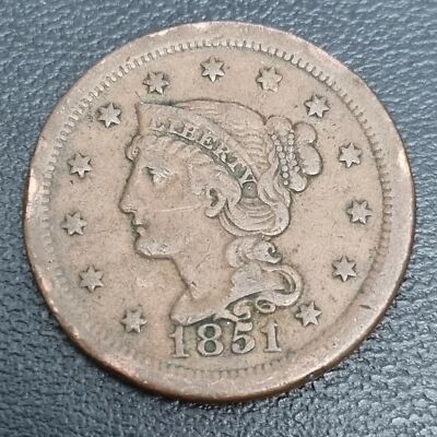 1851 Braided Hair Large Cent 1c Better Grade #40263 | eBay