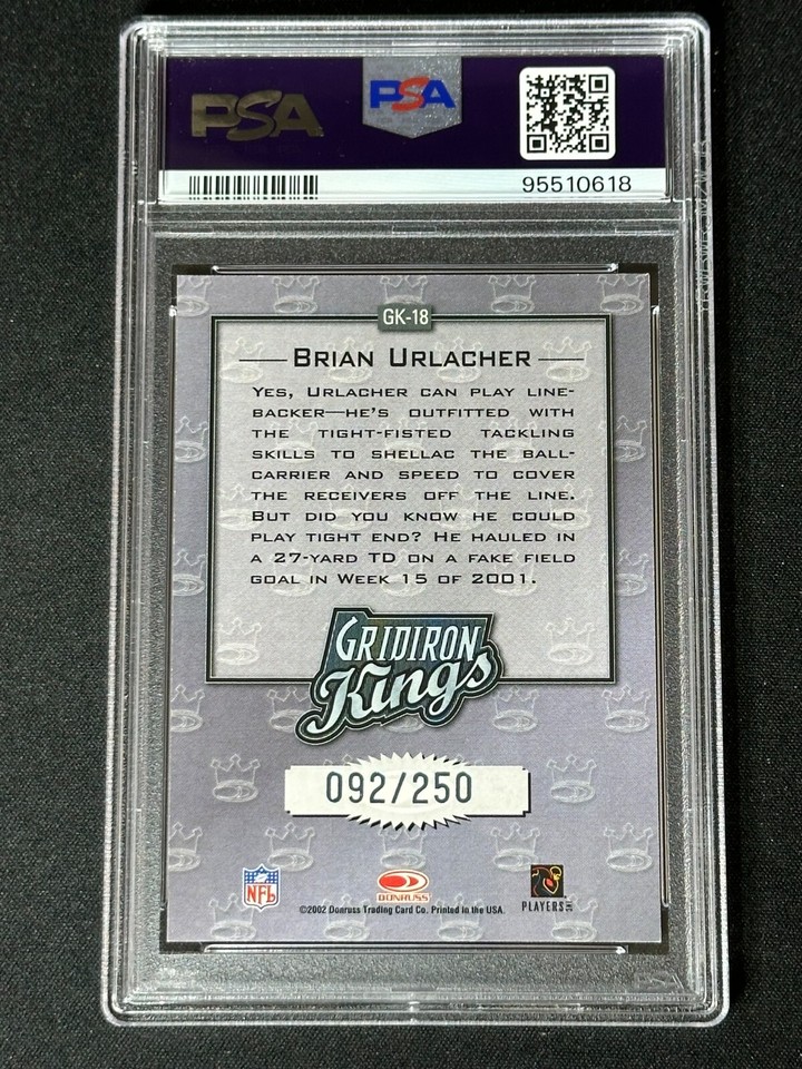 2002 Donruss Gridiron Kings Studio Brian Urlacher #GK-18 PSA 9 MINT ...