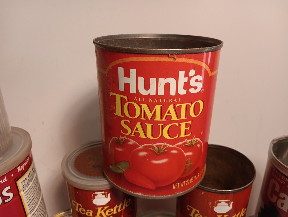 Lot Of 10 VINTAGE COFFEE Tin Cans HILLS BROS Folgers + Burma SHAVE ...