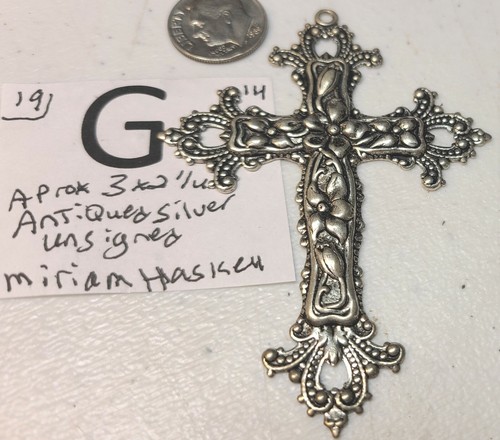 Vtg Mostly Miriam Haskell Cross Necklace Pendant Filigree Jewelry ...