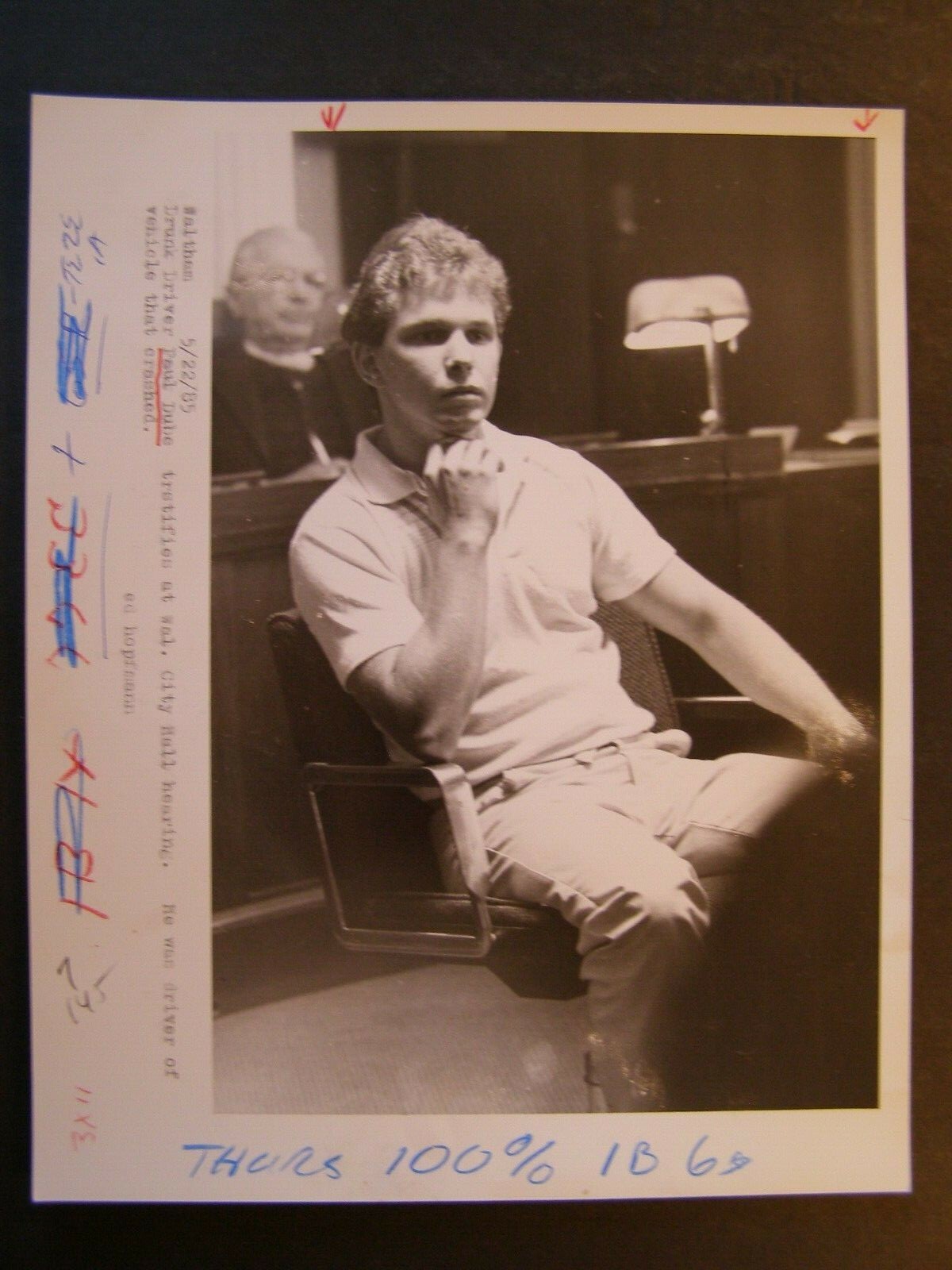 Glossy Press Photo 1985 Drunk Driver Paul Dube Testifies @ Waltham City ...