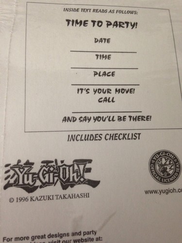 YU-GI-OH INVITATIONS (8) New Sealed Birthday Party Cards Invites ...